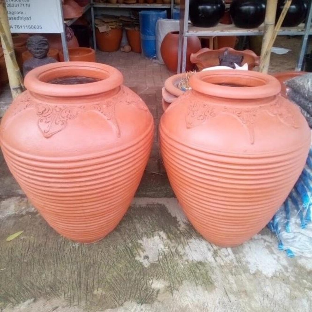 Large Clay Water Jar – Terracotta Pot With Various Motifs, Handmade ...