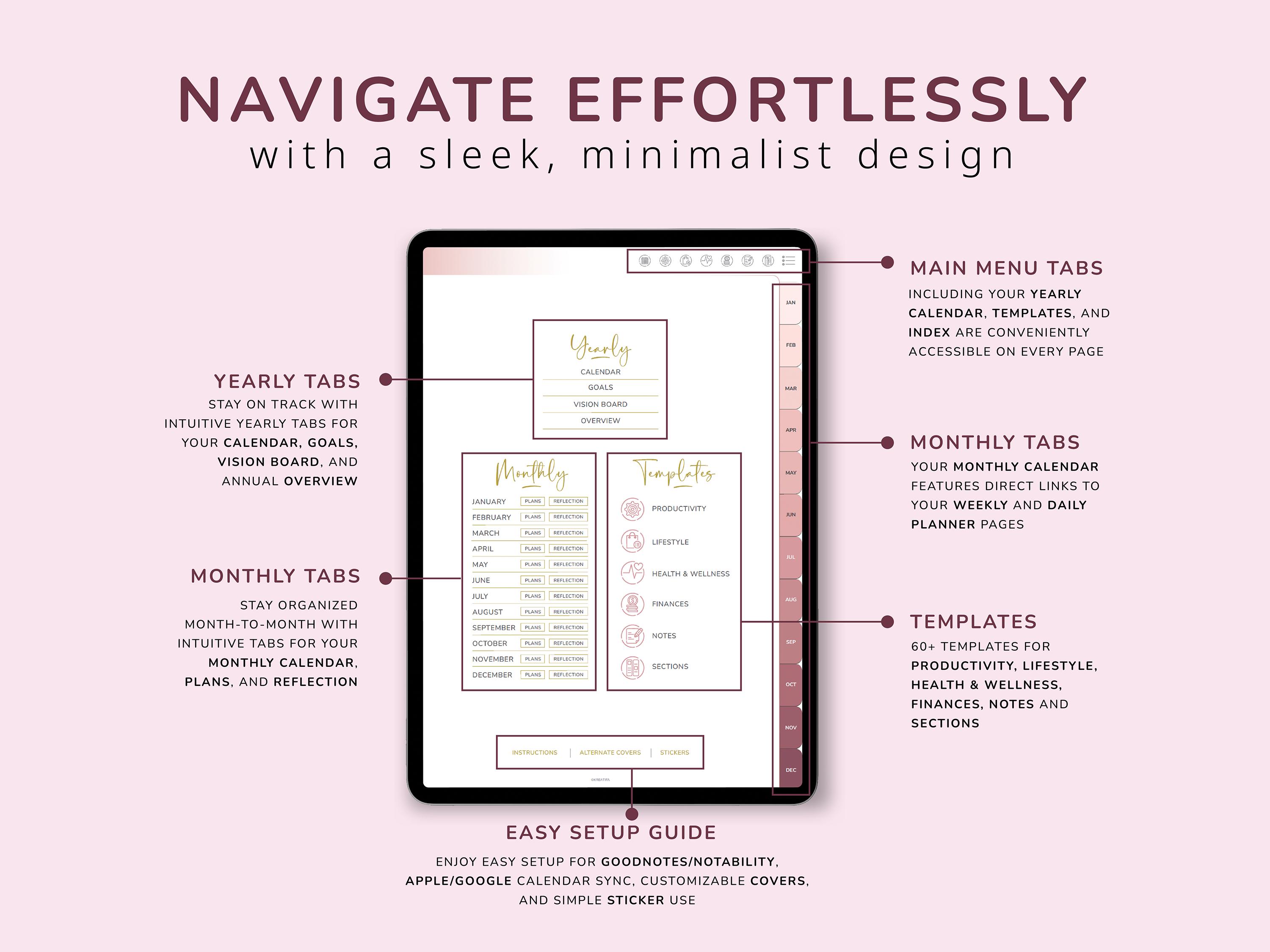 2026 Digital Planner for Goodnotes, Notability, iPad • Minimalist ...