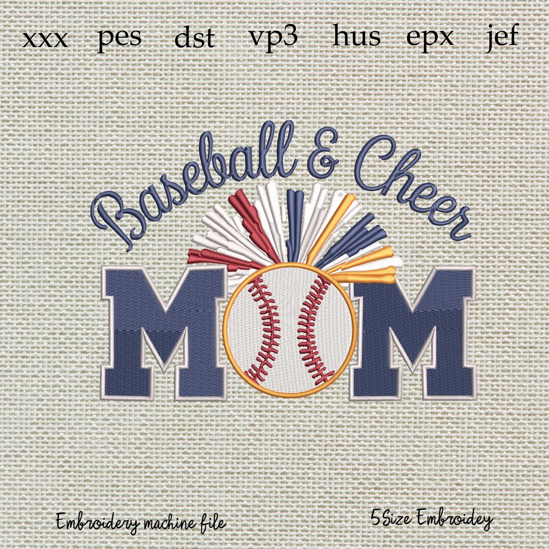 Baseball & Cheer Mom Embroidery Shirt, Custom Sports Mom Tee, Baseball ...