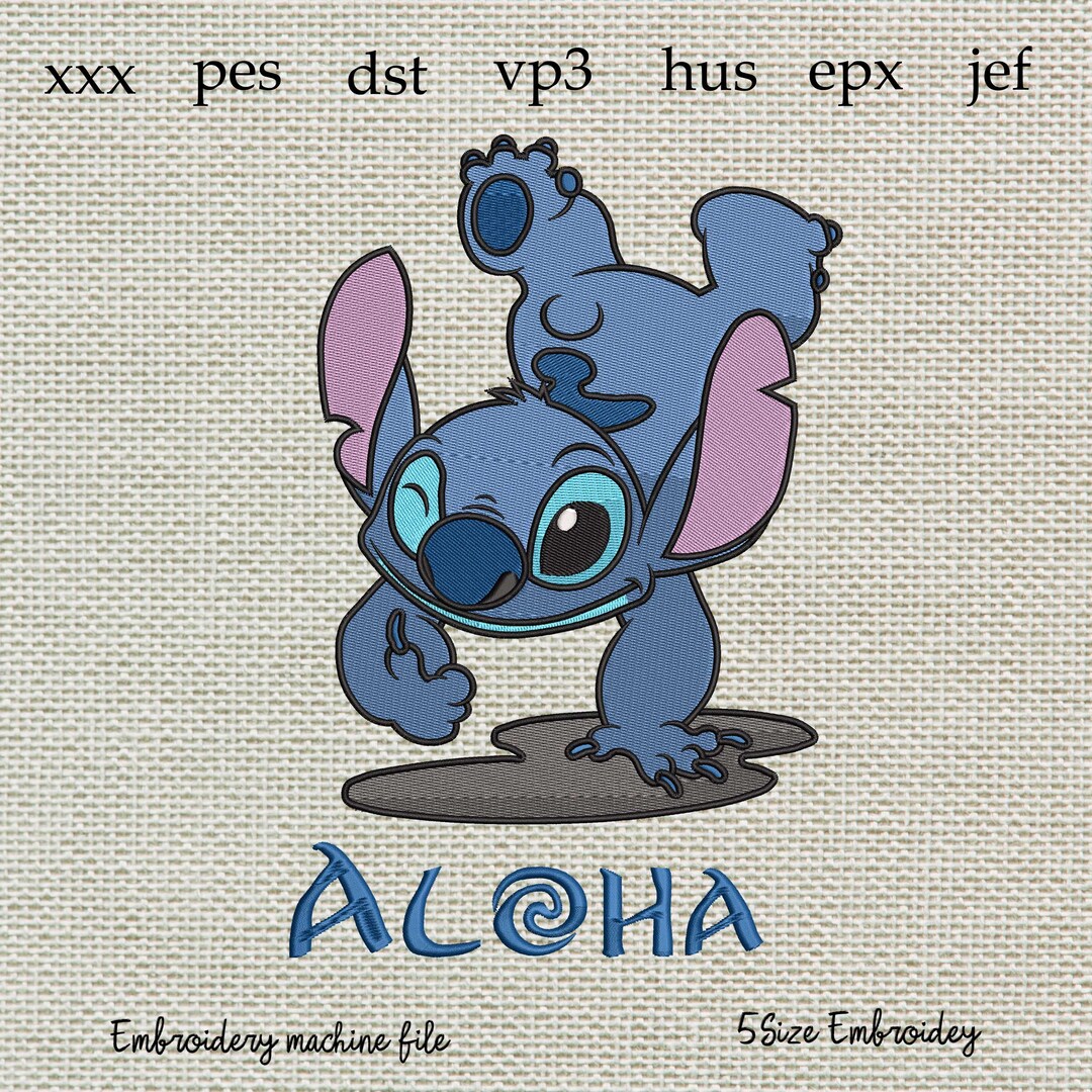 Aloha Stitch Embroidery, Stitch Handstand Design, Aloha Stitch Art ...