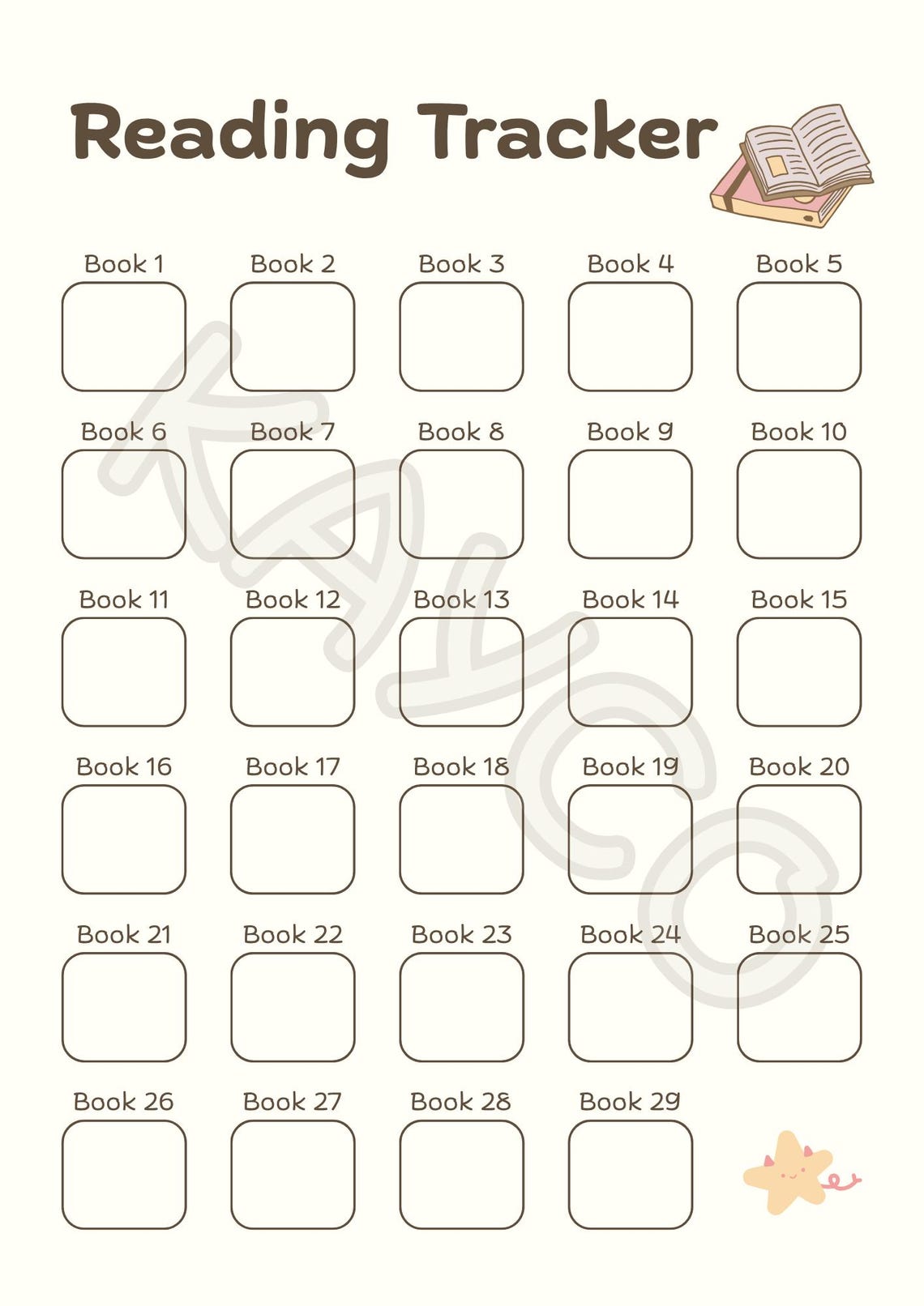 Reading Tracker/checklist Instant Digital Download. Cute Brown ...