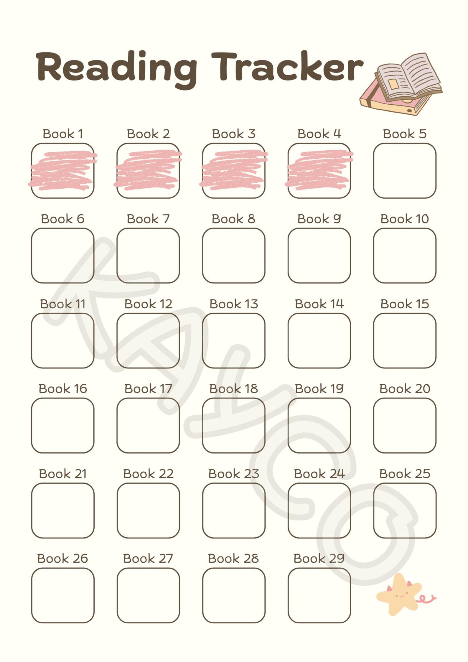Reading Tracker/checklist Instant Digital Download. Cute Brown ...