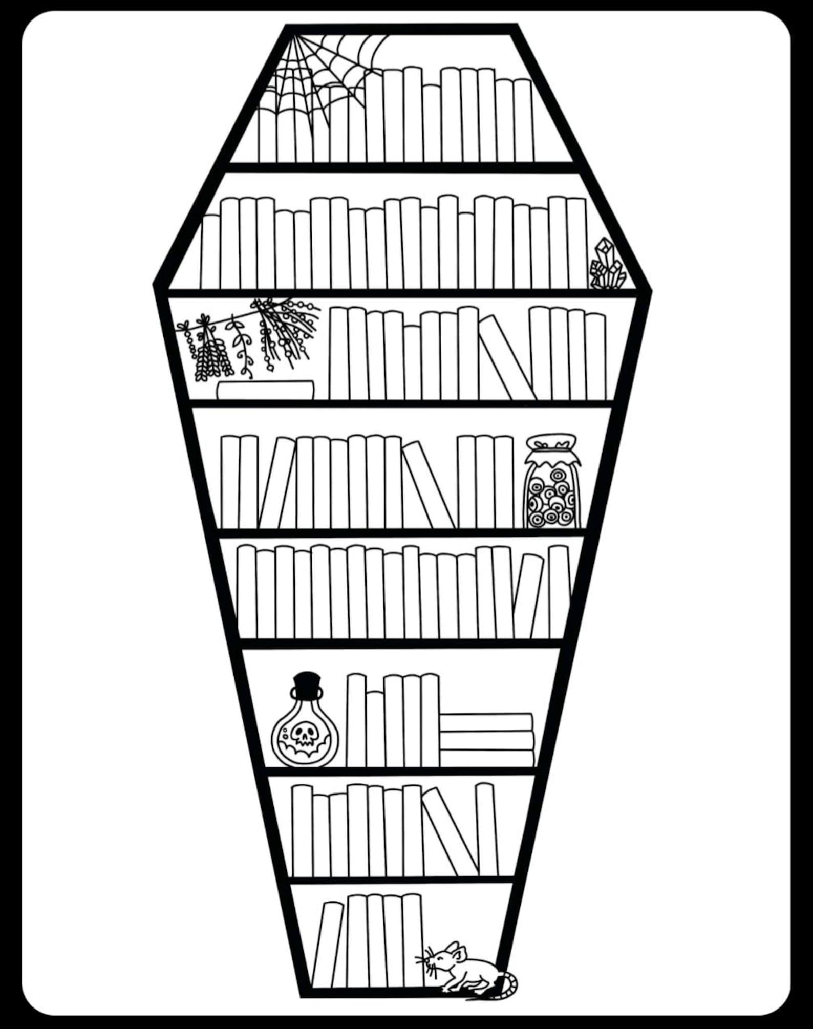 Reading Journal Template - Coffin Book Shelf - Etsy