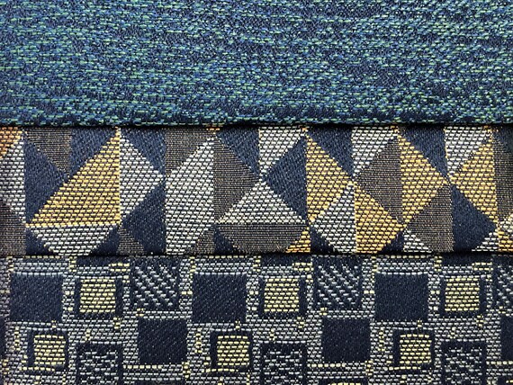 Dyeing & Batik Denim Blue Abstract Geometric MCM Mid Century Modern ...