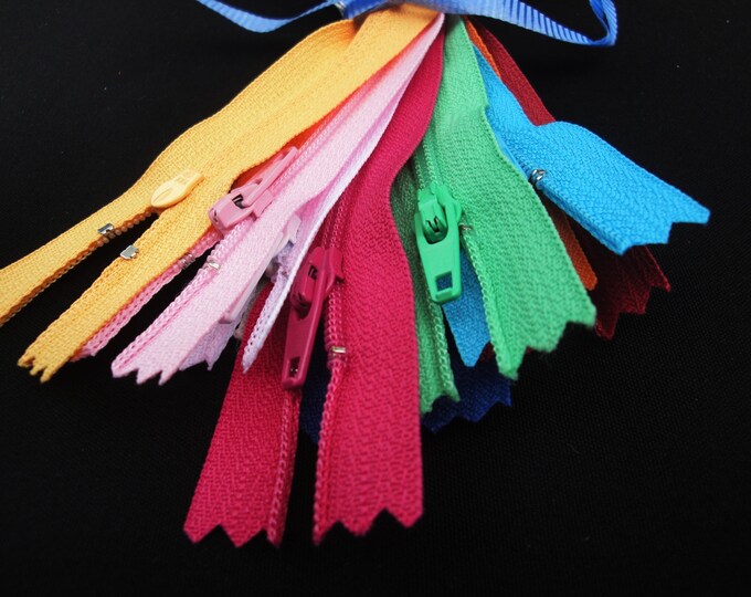 Ten 8" Long YKK Caribbean Colors Plastic Zipper Lot Orange Red Yellow ...