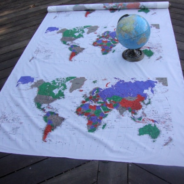 World Map Fabric - Etsy