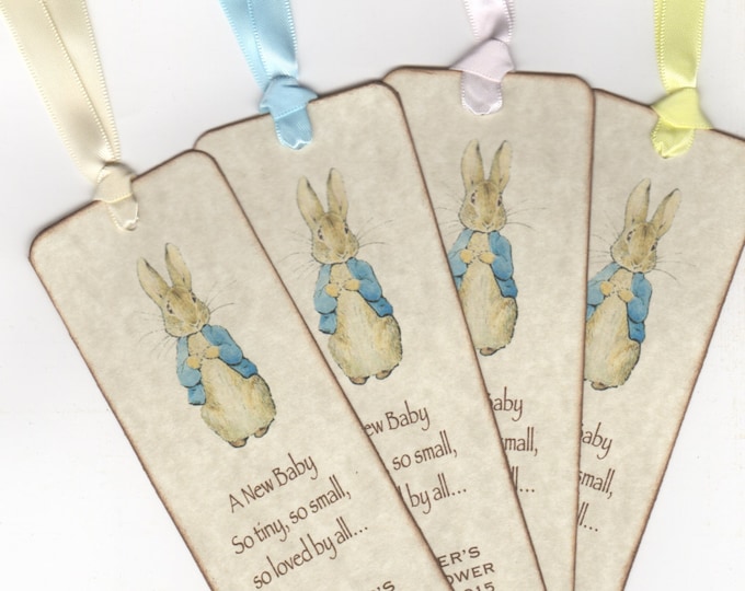 Peter Rabbit Baby Shower Bookmark Favors Personalized Baby Shower ...