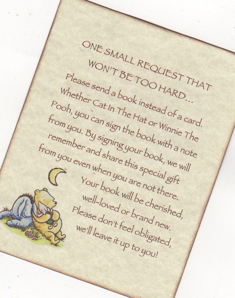 Winnie the Pooh Baby Shower Bring A Book Card Book Request - Etsy