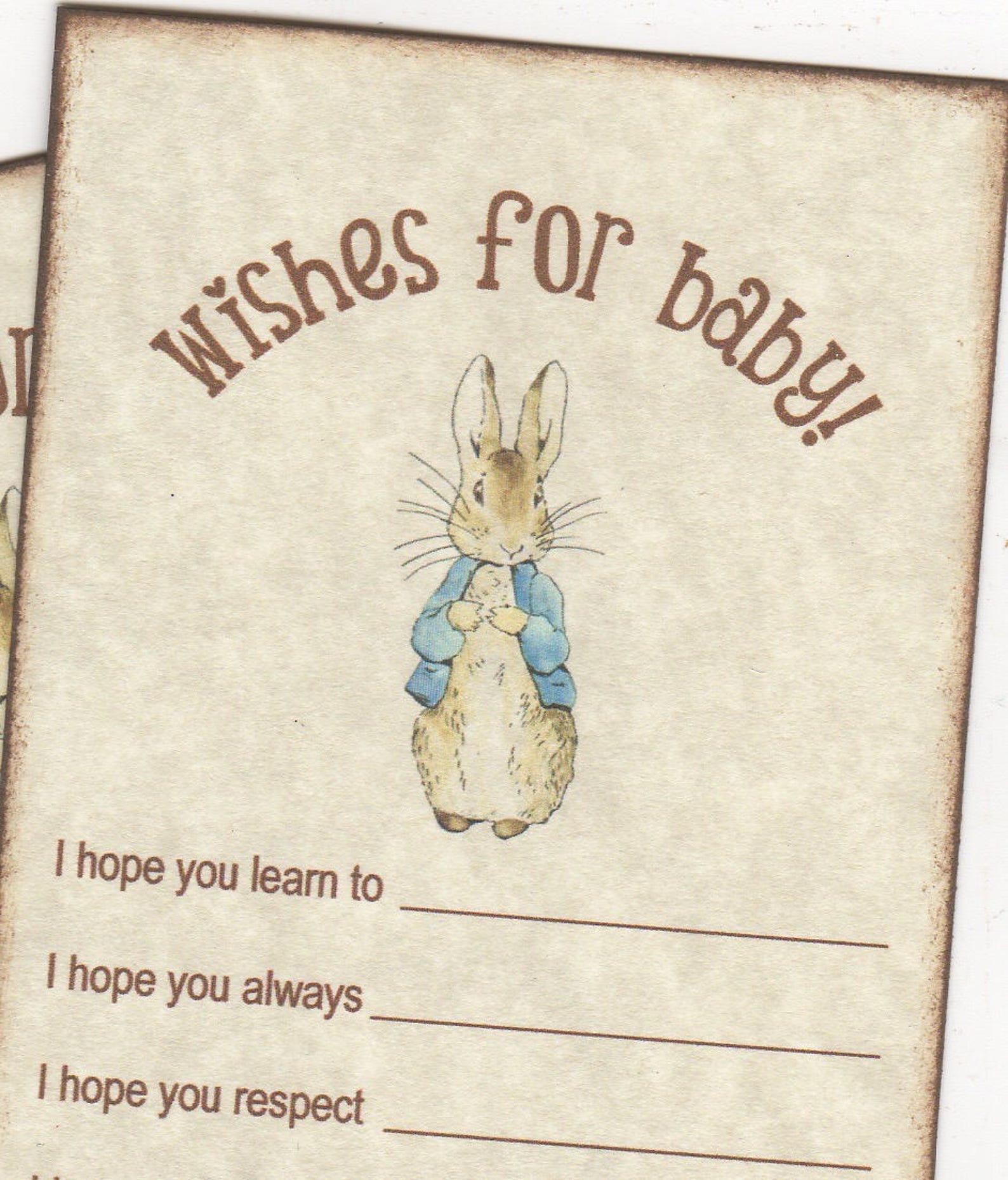 Peter Rabbit Baby Shower Wishes for Baby Wish Advice Cards | Etsy
