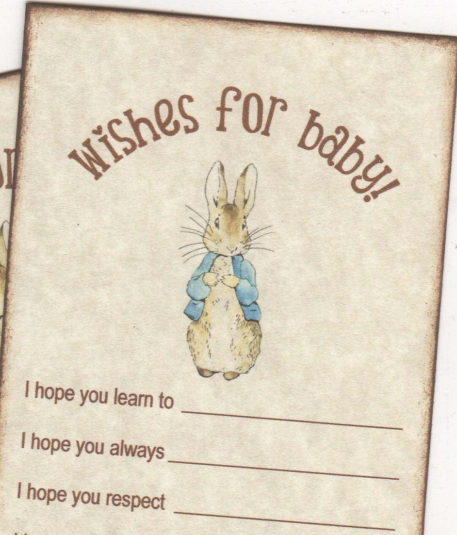 Peter Rabbit Baby Shower Wishes for Baby Wish Advice Cards | Etsy UK
