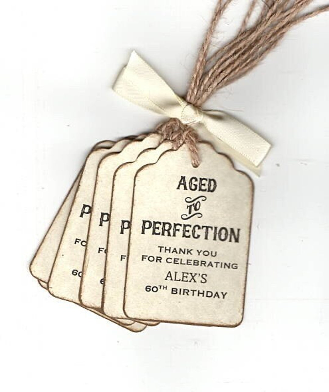 Custom Birthday Party Favor Tag Thank You Aged to Perfection Liquor ...