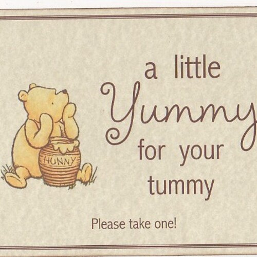 Winnie the Pooh Baby Shower Sign A Little Yummy for Your Tummy | Etsy