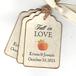 Fall in Love Wedding Favor Tags, Wedding Bridal Shower Tags, Fall ...