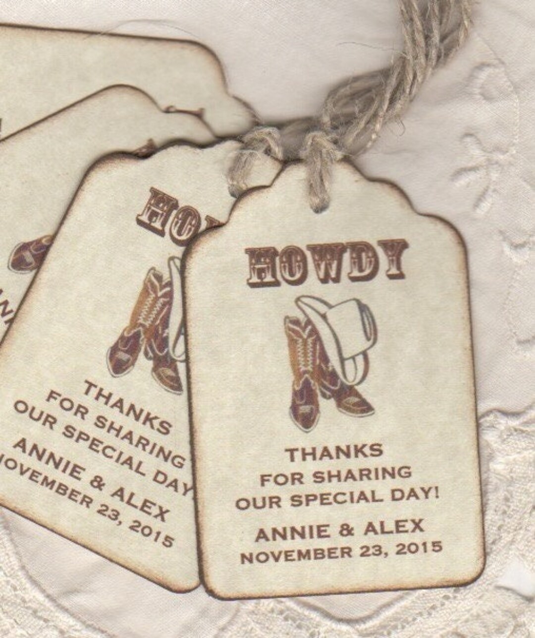 Rustic Country Western Wedding Theme Favor Tags Cowboy Boots Cowboy Hat ...