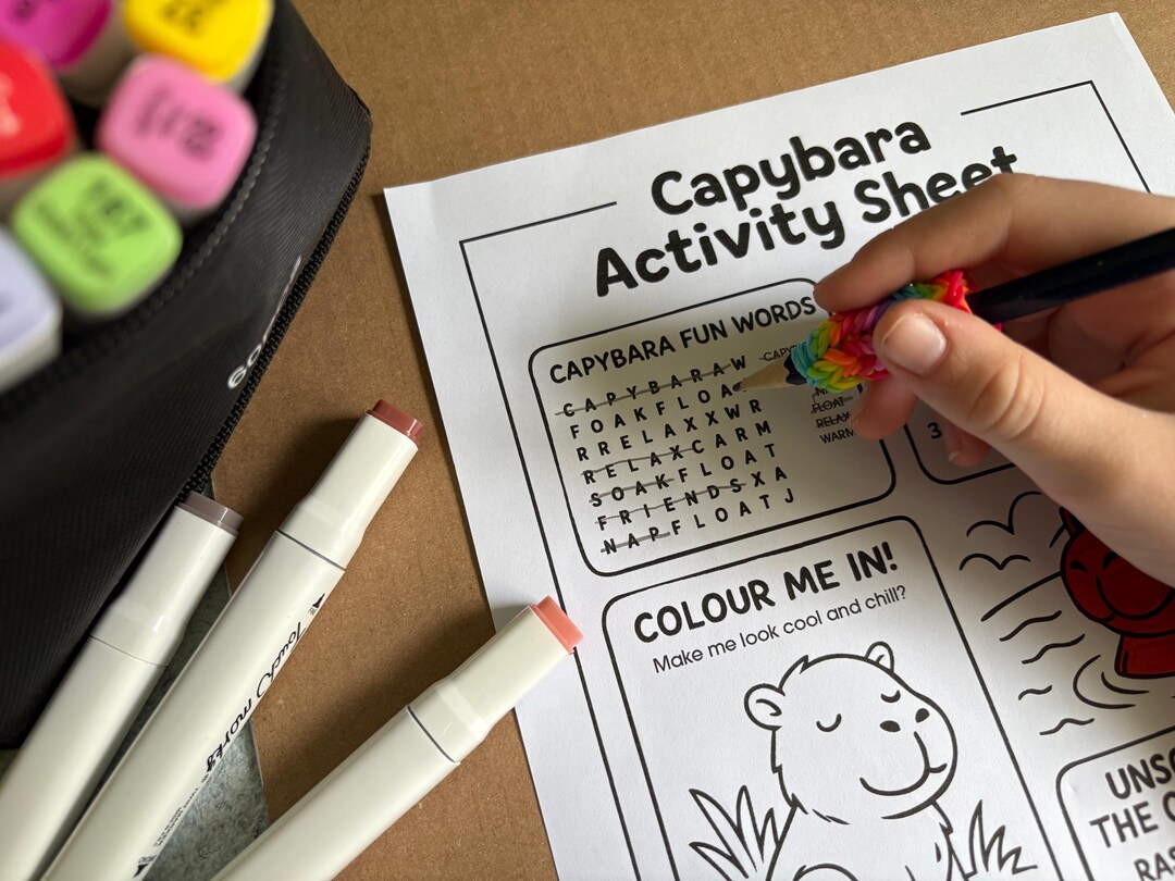Capybara Activity Sheet | Printable Kids Activity Page | Colouring ...