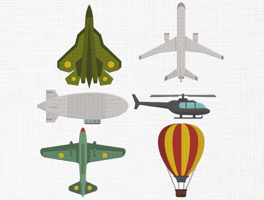 Military Aircrafts Embroidery Design - Air Balloon Embroidery - Fighter ...
