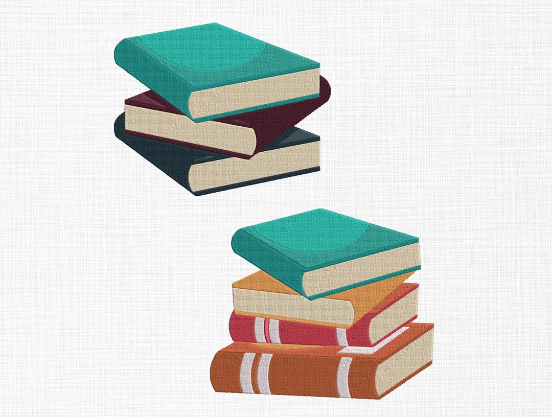Stack of Books Embroidery Designs Books Designs Files Library Designs ...