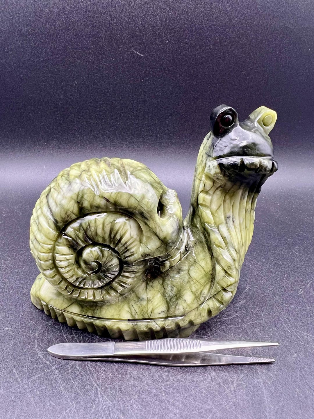 Green Jade Snail With Skull Shell - Etsy