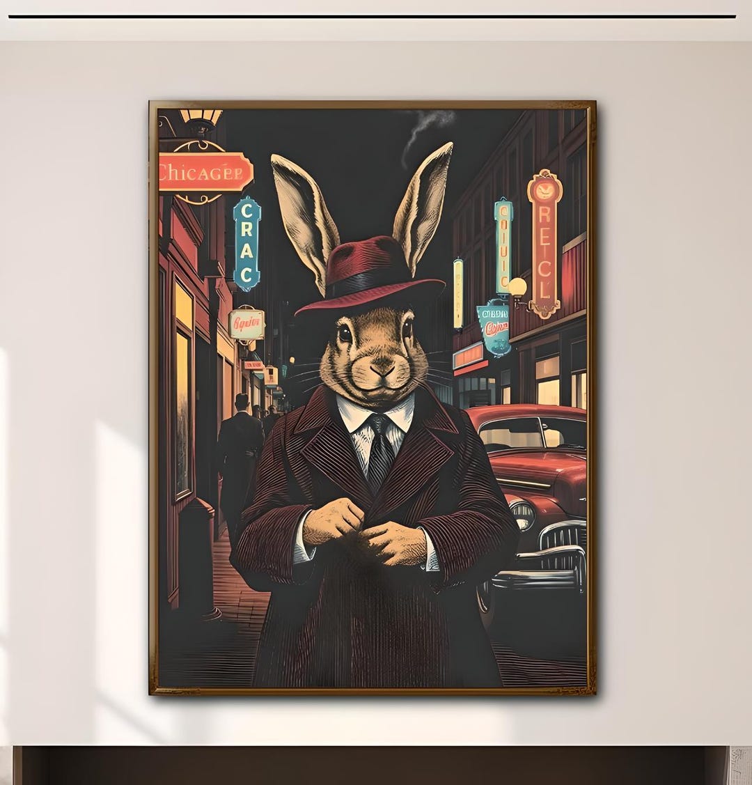 Gangster Bunny Vintage Noir Art Print Chicago 1930s Digital ...