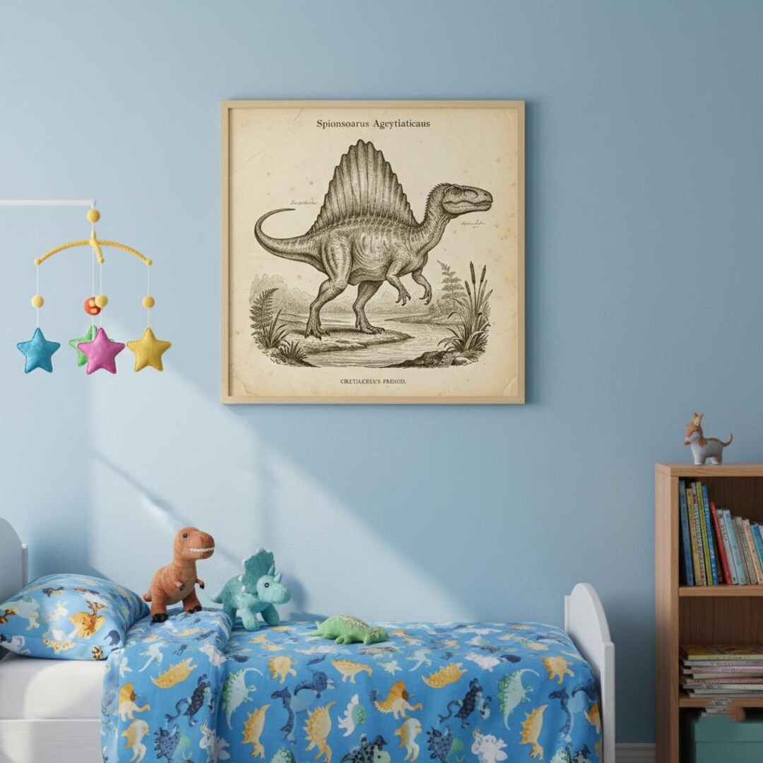 Spinosaurus Vintage Poster Dinosaur Nursery Wall Art Digital Print ...