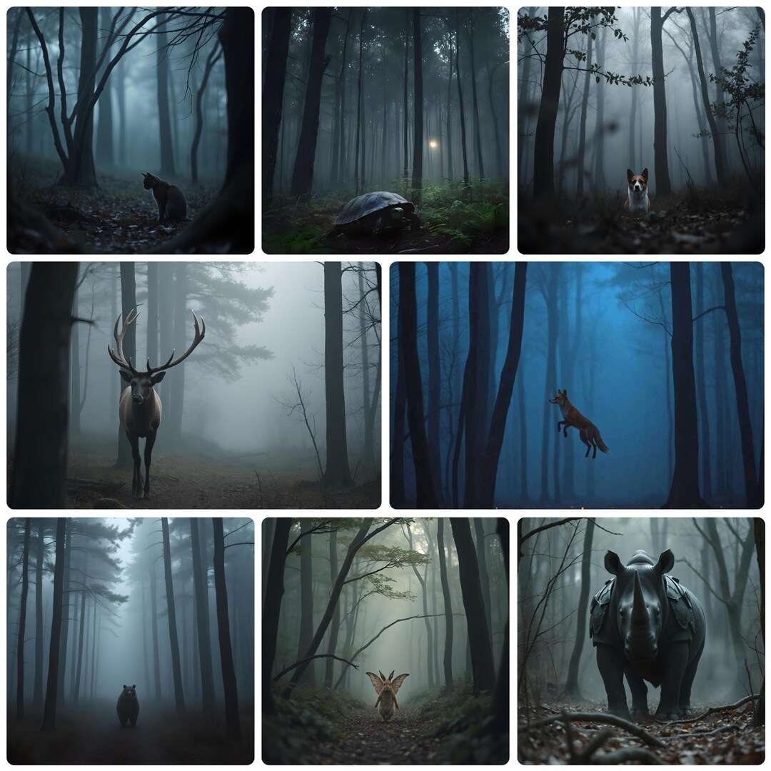 Mystical Forest Animals Wall Art, Fantasy Wildlife Prints, Enchanted ...