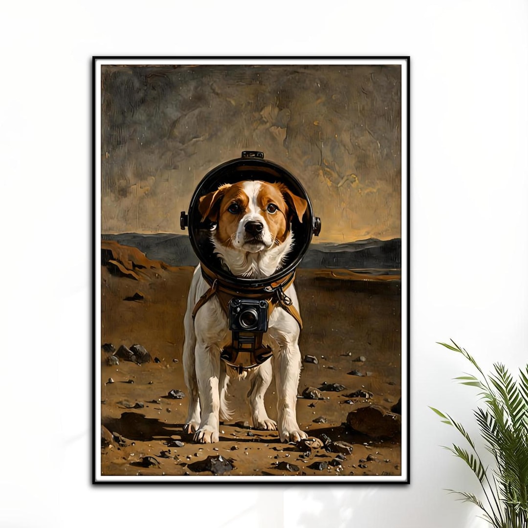 Adorable Space Dog Astronaut Art Print Cute Pet in Space Suit Fantasy ...