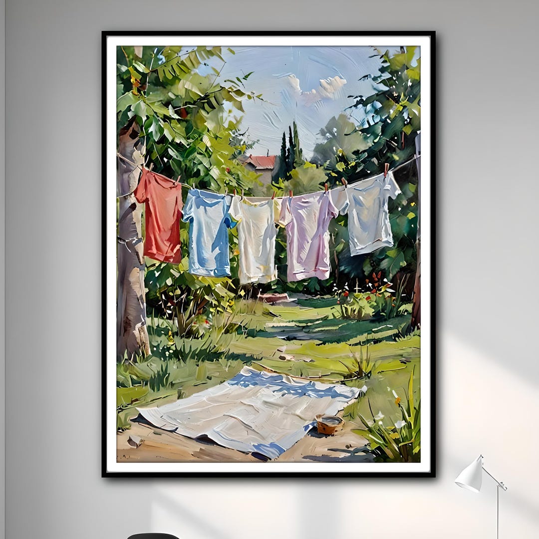 Vintage Laundry Art Printable Wall Decor Illustration for Home Laundry ...