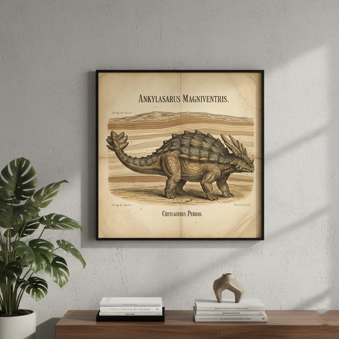 Ankylosaurus Dinosaur Poster Vintage Paleontology Print Natural History ...