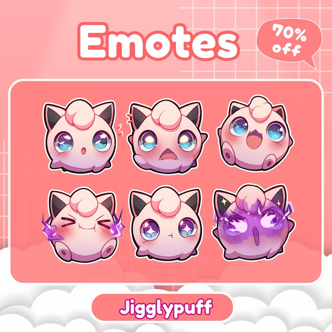 Jigglypuff Twitch Emote Pack 6x, Twitch Emotes, Emoji Emote Pack, Girl ...