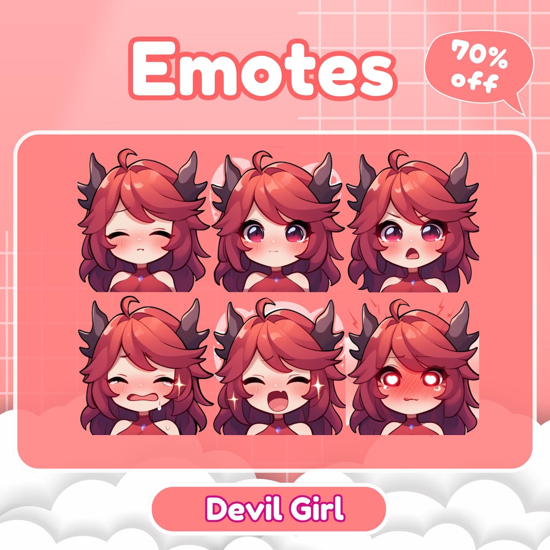 Chibi Devil Girl Twitch Emote Pack 6x, Twitch Emotes, Emoji Emote Pack ...