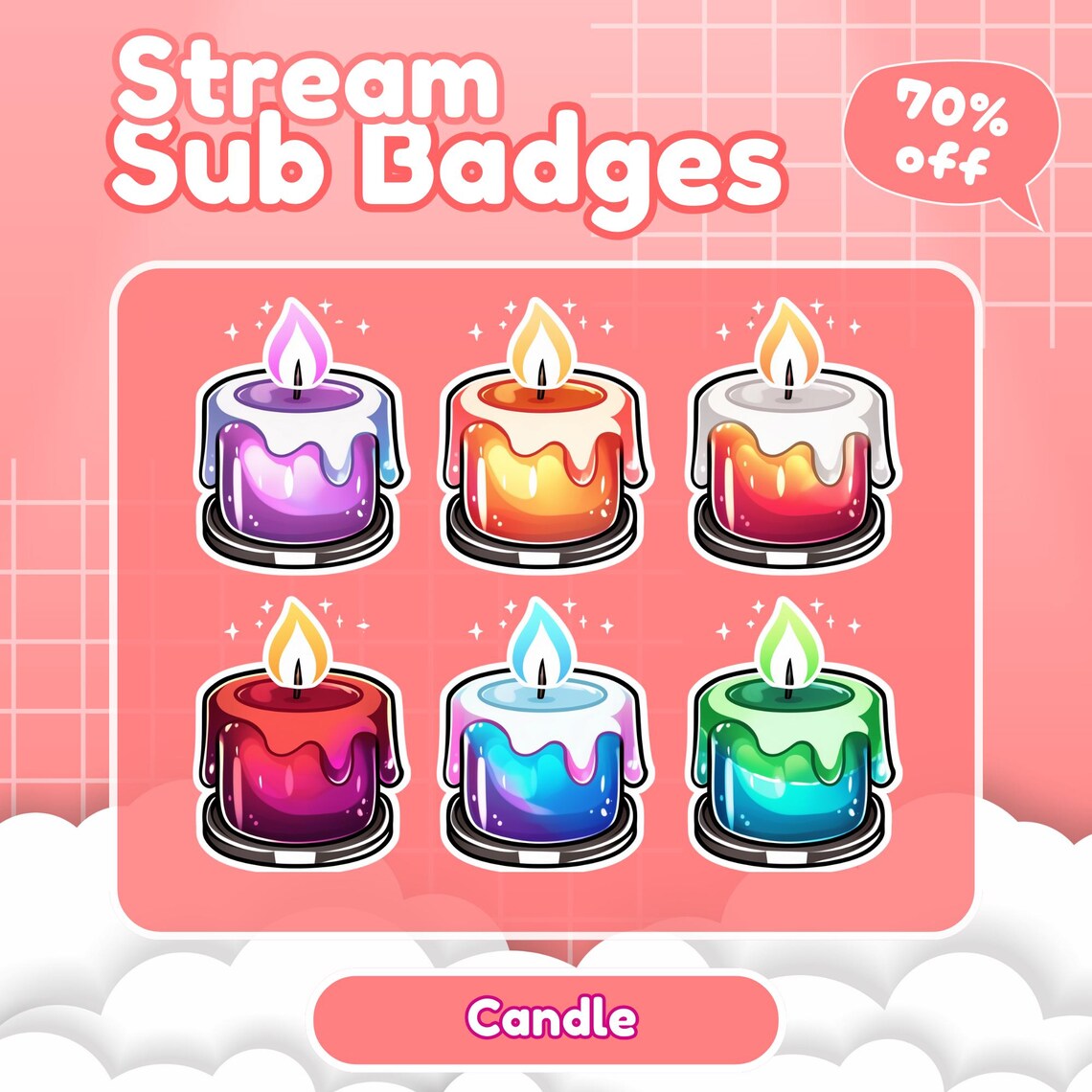 Candles Sub Badges Set, Sub Badges, Twitch Sub Badges, Bit Badge ...