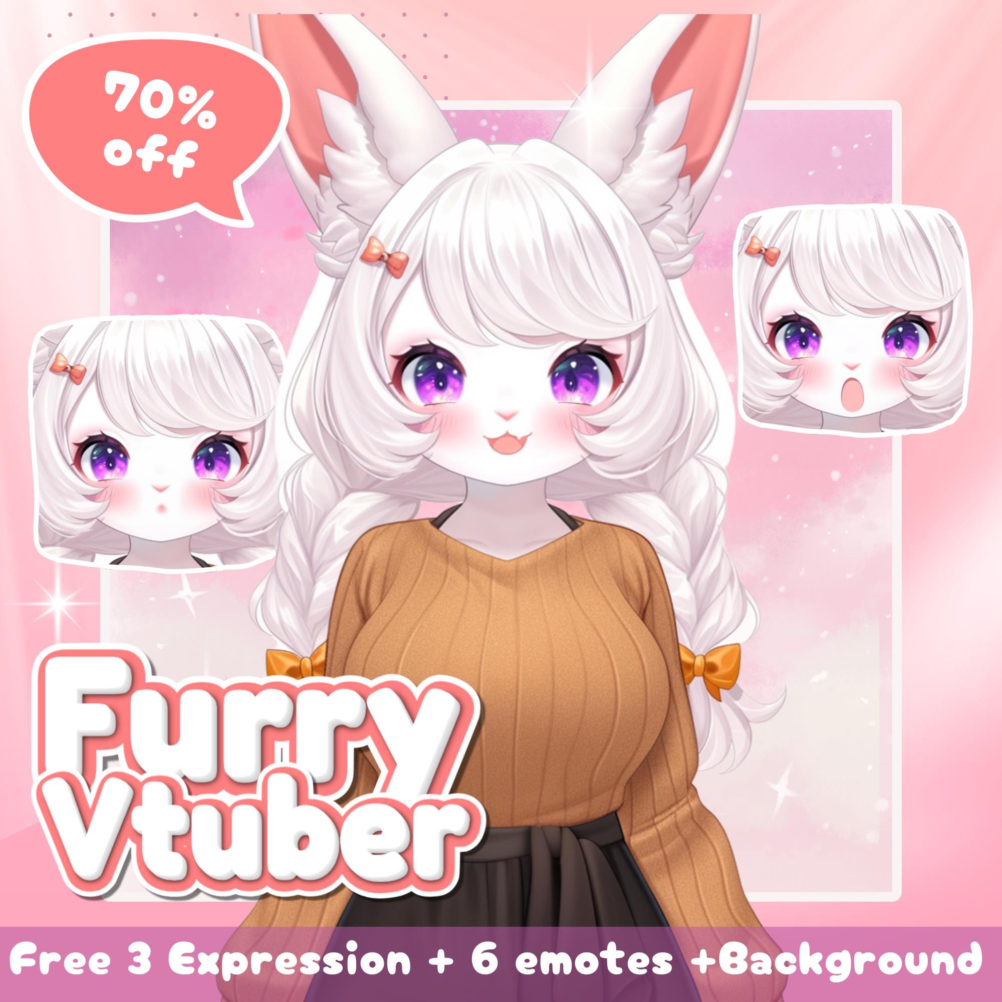 Ready to Use Vtuber, Pink Furry Girl / Premade & Presetup Model, Ready ...