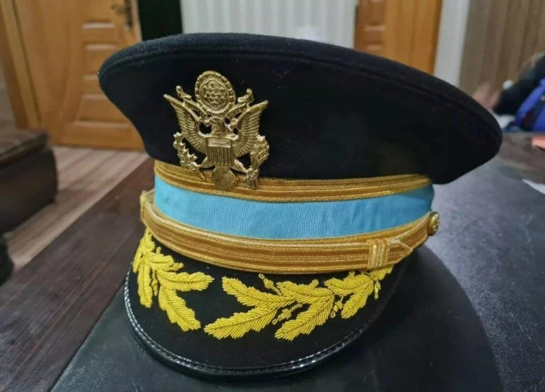 US Army Infantry Officer's Dress Blue Visor Cap W/oak Leaf Brim All ...