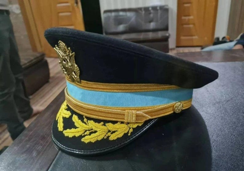 US Army Infantry Officer's Dress Blue Visor Cap W/oak Leaf Brim All ...
