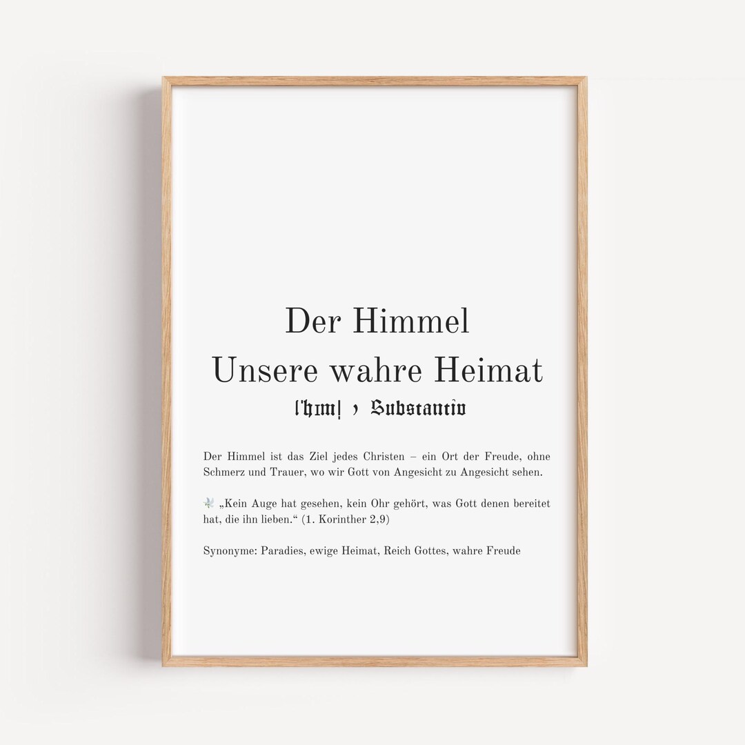 Heaven Definition Poster | Christian Wall Decor, Eternal Home & Bible ...