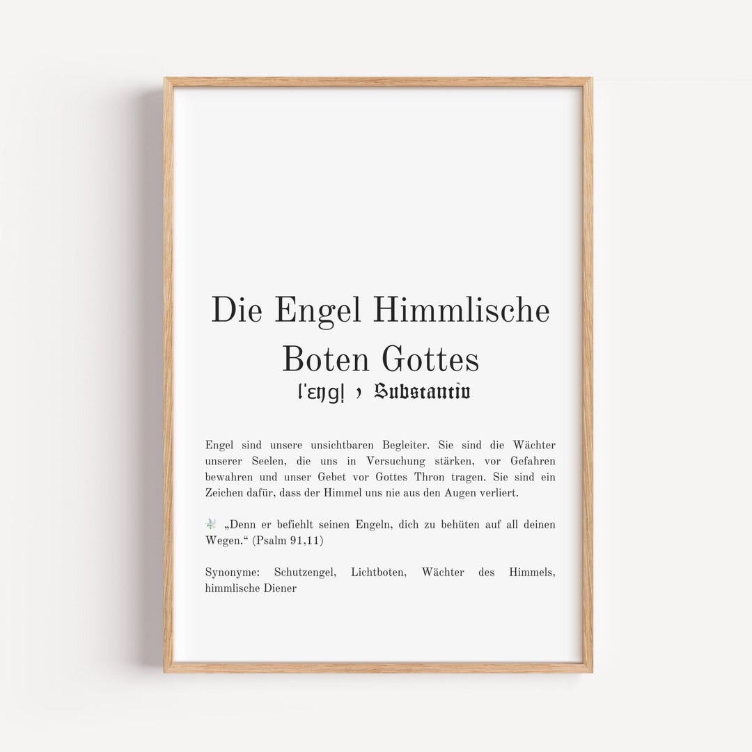 Angel Definition Poster | Heavenly Messengers of God | Christian Wall ...