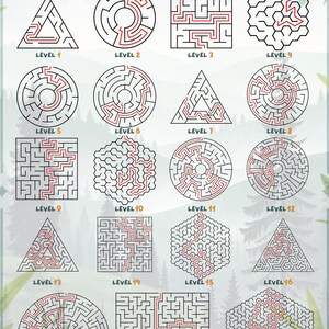 Maze Puzzle Solution Sheet - 19 Levels | Printable Escape Path Guide | Instant Download - Etsy