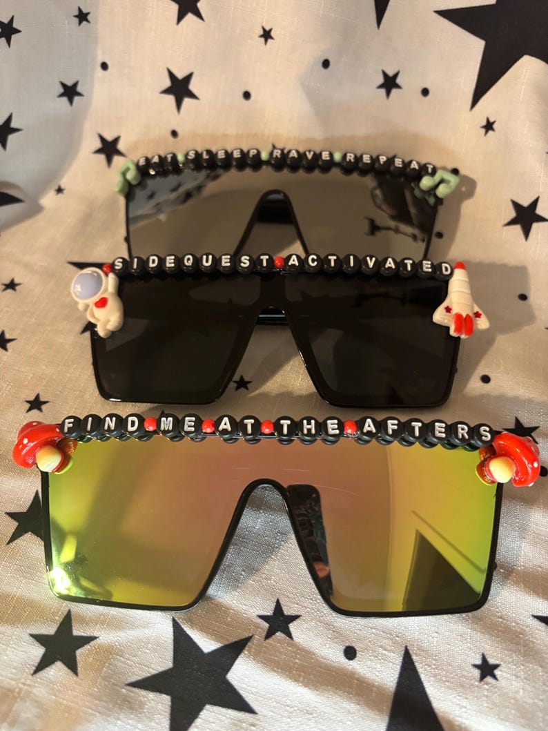 Custom PERSONALIZED Mirrored Rave Glasses Festival Party Afters Side ...