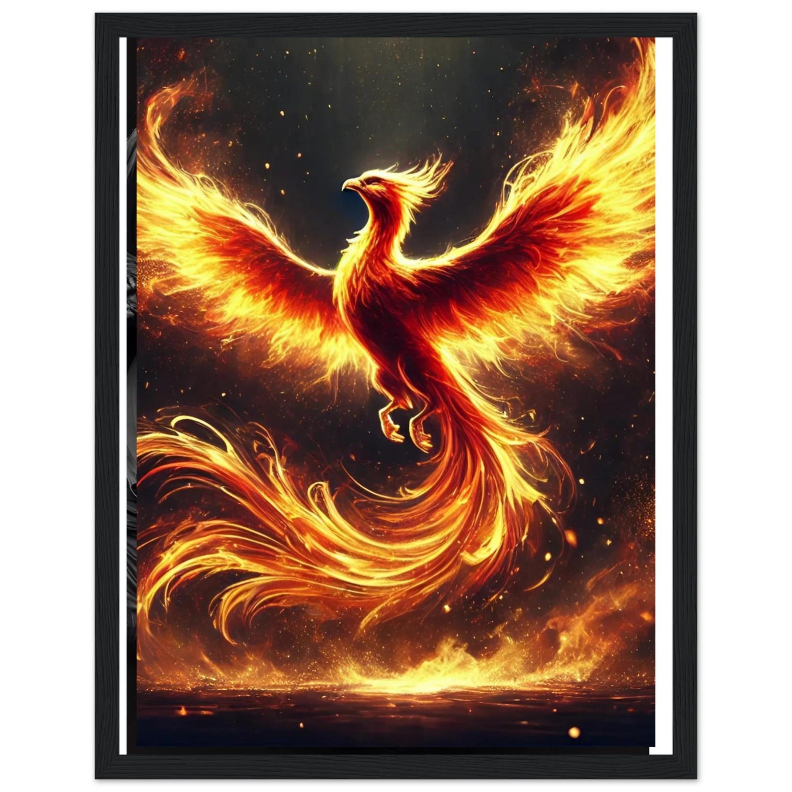 Gorgeous Phoenix Rising Mounted Poster - Durable Wood Frame Art ...