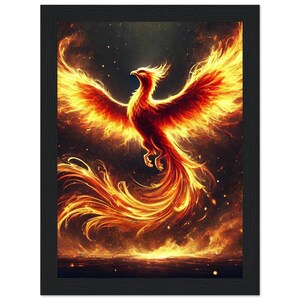 Gorgeous Phoenix Rising Mounted Poster - Durable Wood Frame Art ...