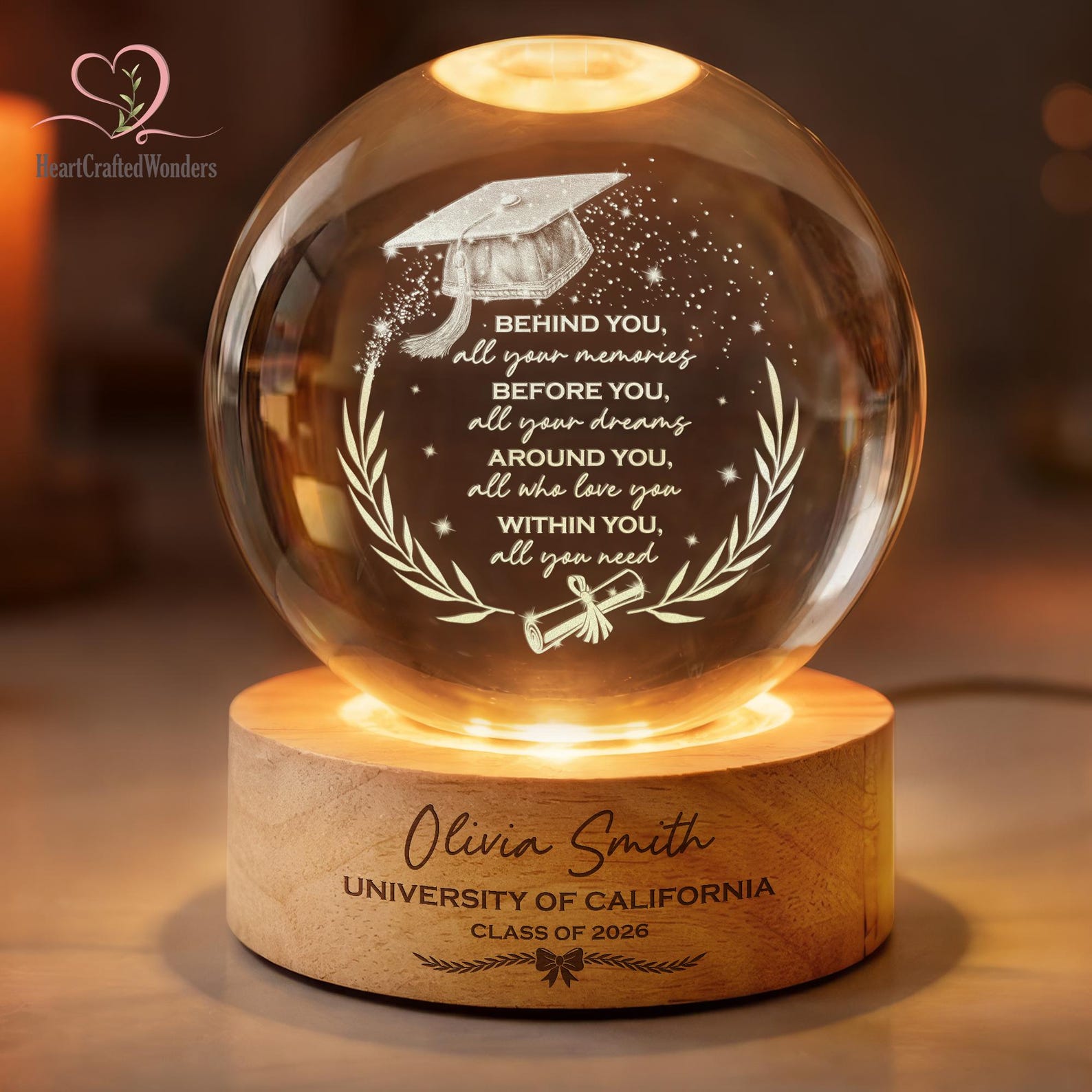 Graduation Crystal Ball Night Light, Graduation Gift, Class of 2026 ...
