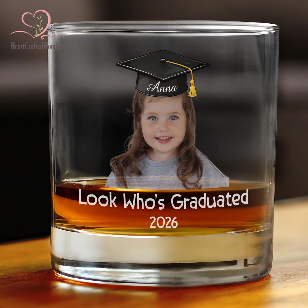 Personalized Graduation Whiskey Glass, Graduation Gift, Graduated Face ...