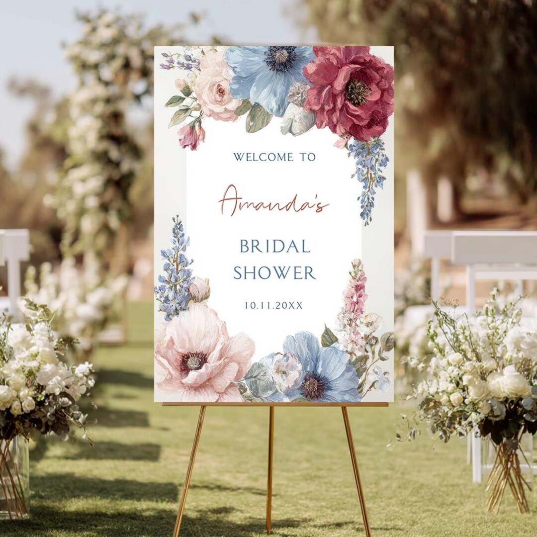 Floral Bridal Shower Welcome Sign, Garden Party Decoration - Etsy
