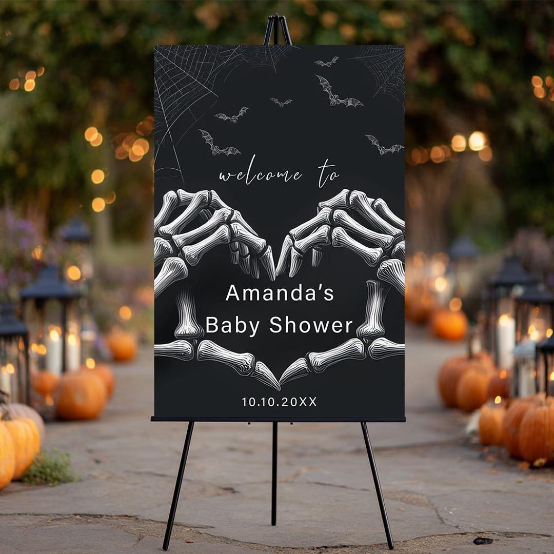 Skeleton Hands Baby Shower Welcome Sign, Gothic Halloween Theme - Etsy