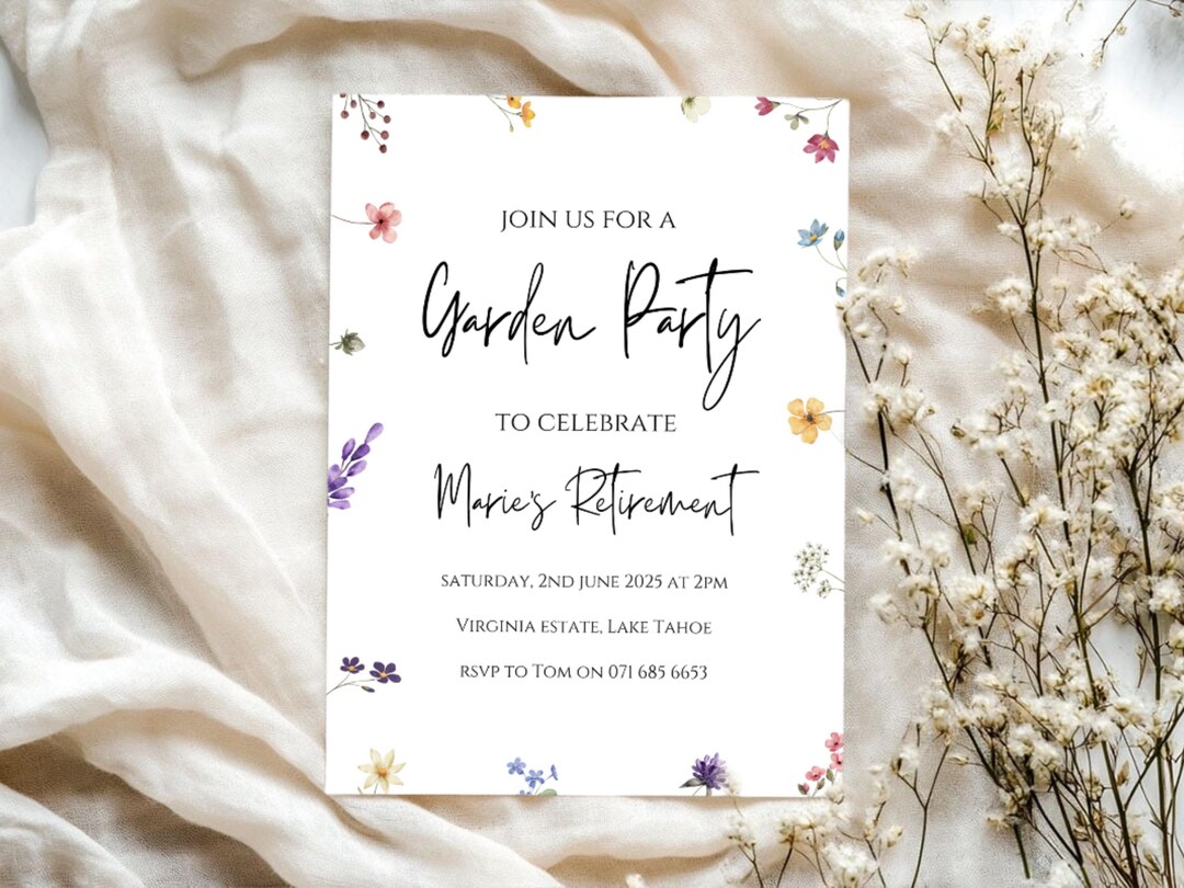 Editable Floral Garden Retirement Party Invitation, Retirement Party ...