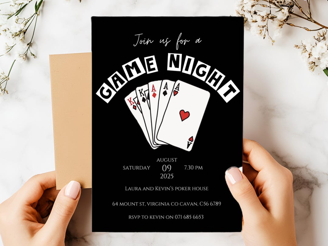 Editable Poker Game Night Invitation, Game Night Flyer, Digital Invite ...