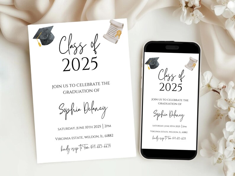 Class of 2025 Graduation Invitation, Digital Evite - Etsy