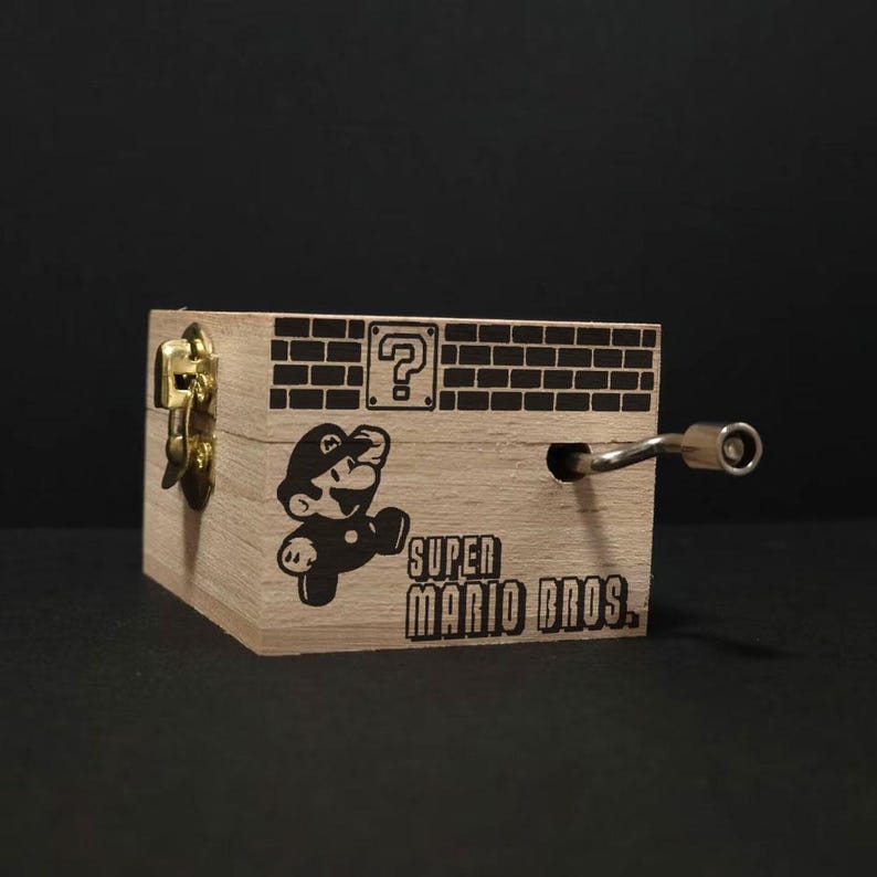 Super Mario Bros Overworld Theme Music Box Hand Cranked, Wooden ...