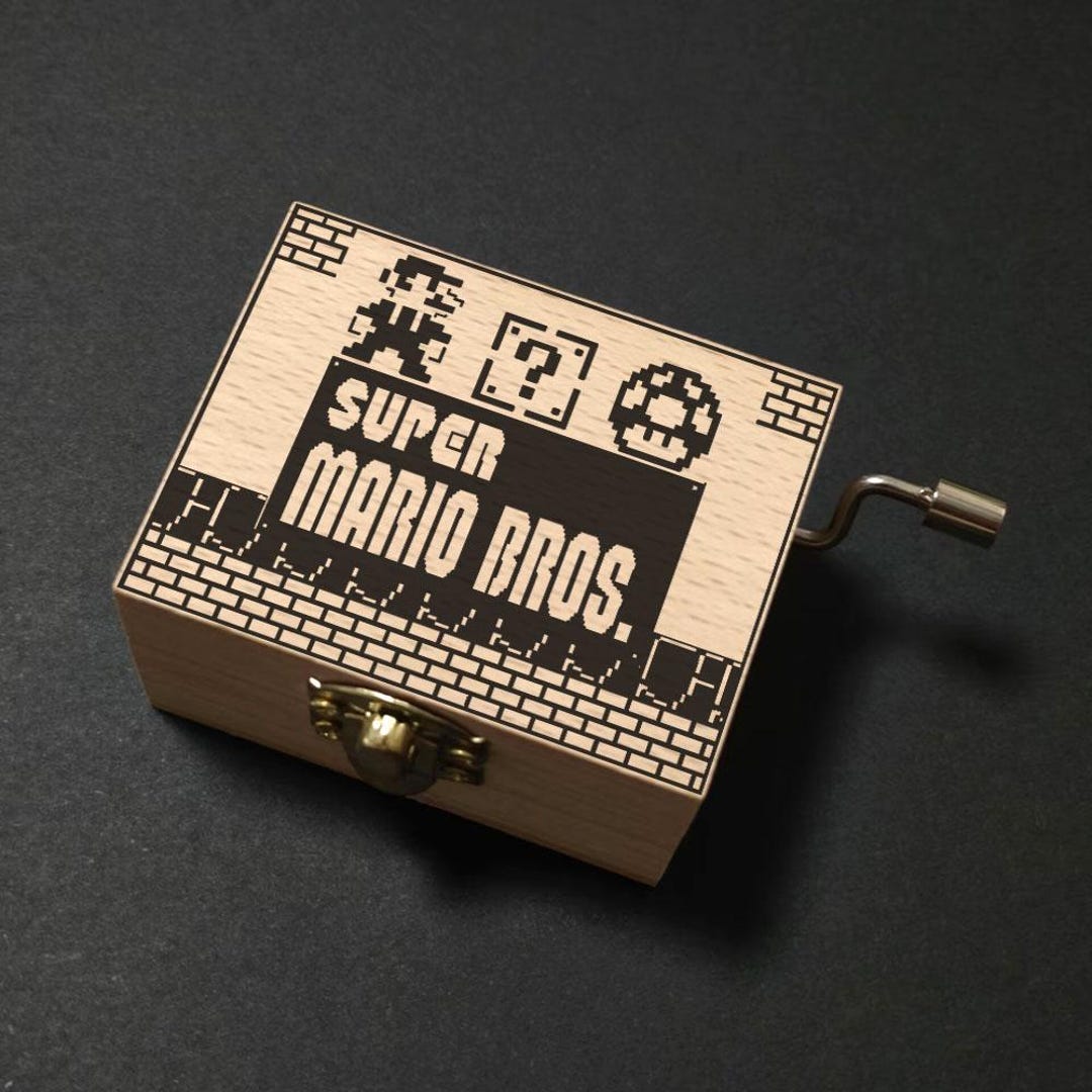 Super Mario Bros Overworld Theme Music Box Hand Cranked, Wooden ...