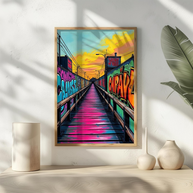 Vibrant Urban Boardwalk Graffiti Art Print - Etsy UK